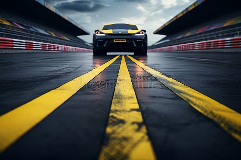 Race Car on the Asphalt Road. 3d Rendering Image with Depth of Field ...