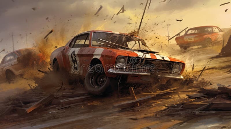 Race Car Crashes in a Storm. Generative AI Stock Photo - Image of slick ...