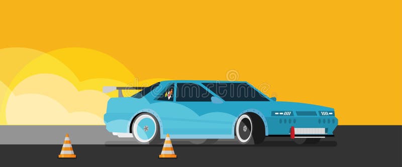 Race Car Drifting. Flat Vector Stock Vector - Illustration of racecar ...