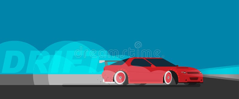 Race Car Drifting. Flat Vector Stock Vector - Illustration of coupe ...