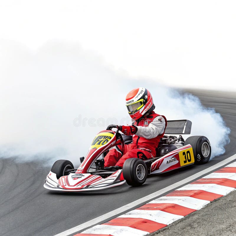 Race Car Driver Cartoon Accelerating on a Race Circuit Isolated on ...