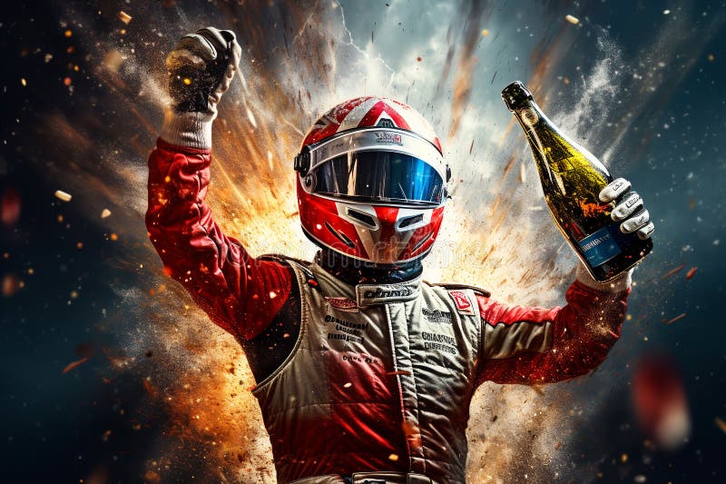 Race Car Driver Celebrating Victory, Grand Prix. Ai Generative Stock ...