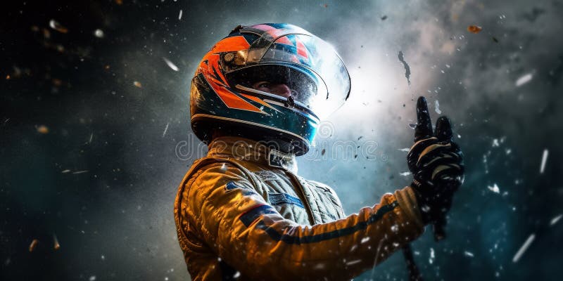 Race Car Driver Celebrating the Win with AI Generated. Stock ...