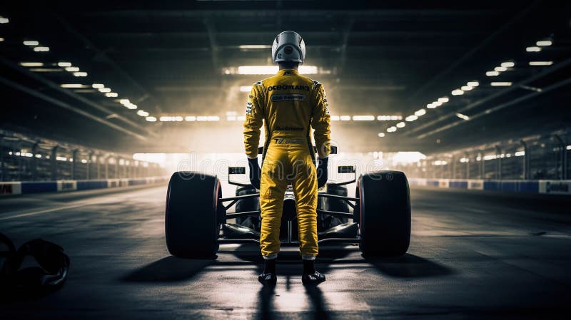 Race Car Driver Standing in a Race Track. Generative Ai Stock ...
