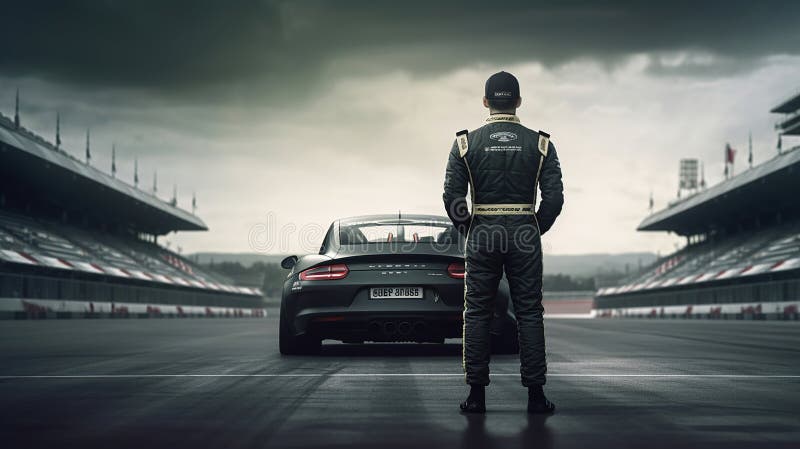 Race Car Driver Standing in a Race Track. Generative Ai Stock ...