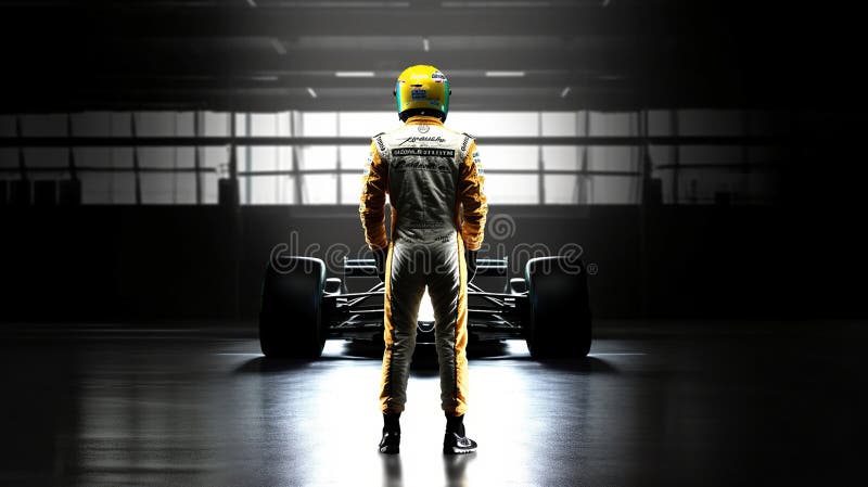 Race Car Driver Stands Next To a Racing Car. Generative Ai Stock ...