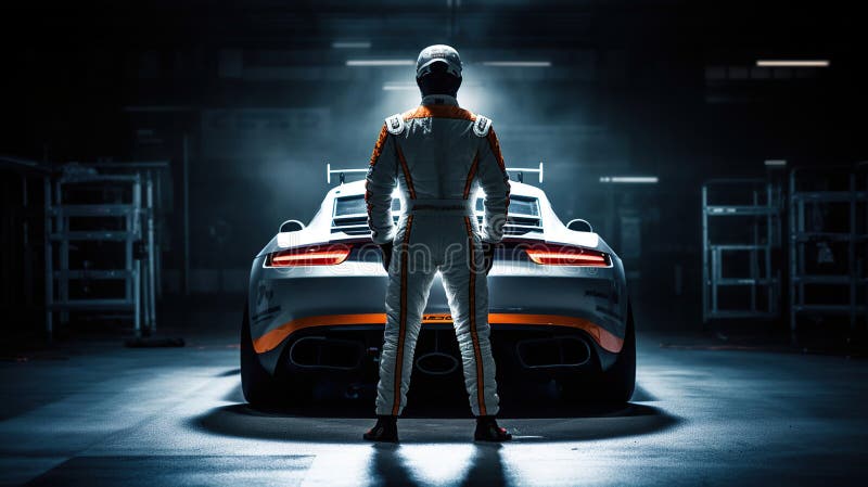 Race Car Driver Stands Next To a Racing Car. Generative Ai Stock ...