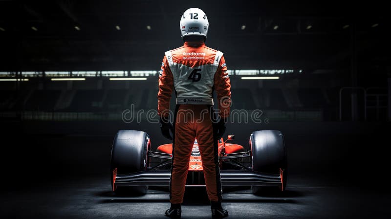 Race Car Driver Stands Next To a Racing Car. Generative Ai Stock ...