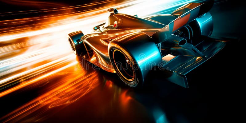 Race Car Speeding Around a Track with Long Exposure Trails of Light and ...