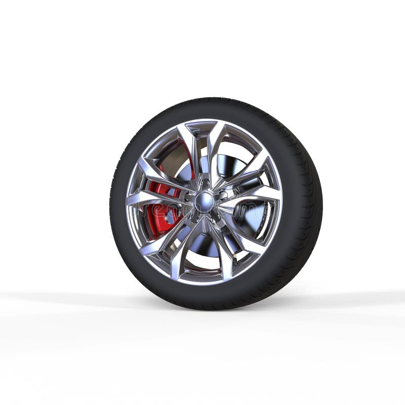 Race Car Tire with Chrome Rims Stock Illustration - Illustration of ...