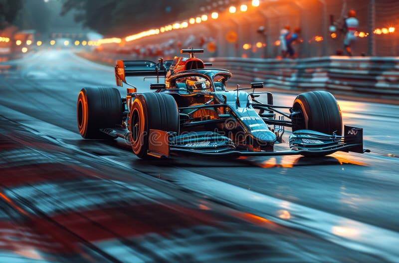 A Race Car on a Track Skillfully Managing the Brakes and Accelerator ...