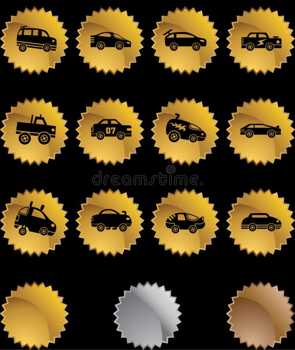 Race Car Web Button Set - Gold Seal Stock Vector - Illustration of ...