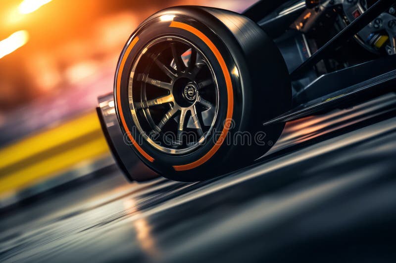 Race Car Wheel Speeding Around a Track Stock Illustration ...