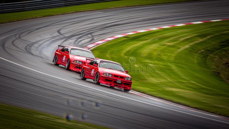 Race Cars Drafting Closely on a Straight Section of the Track for ...