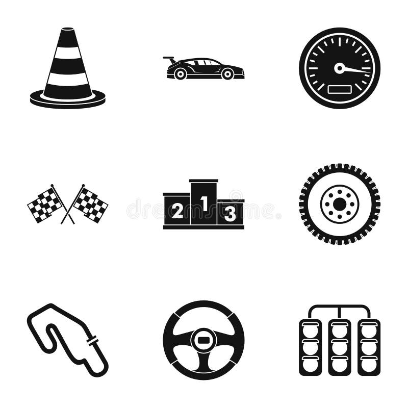 Race Cars Icons Set, Simple Style Stock Vector - Illustration of ...