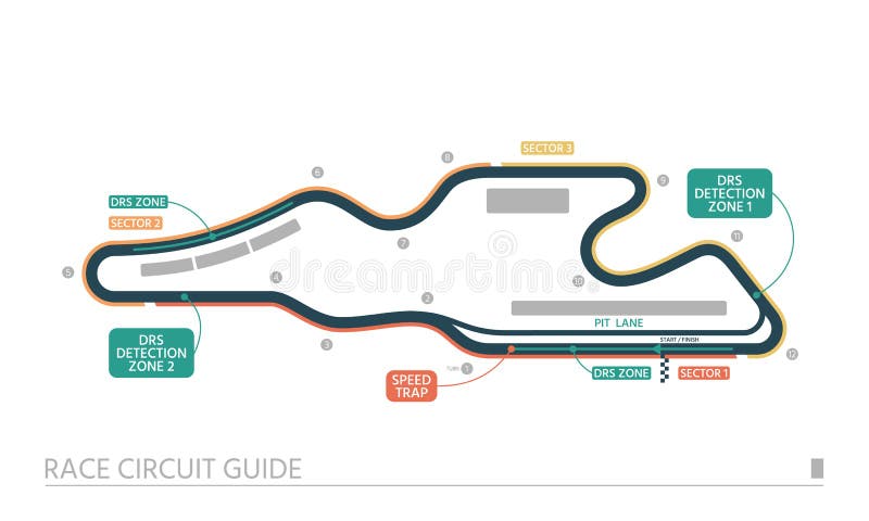 Race Circuit Guide. Track Scheme Isolated on a White Background. Racing ...