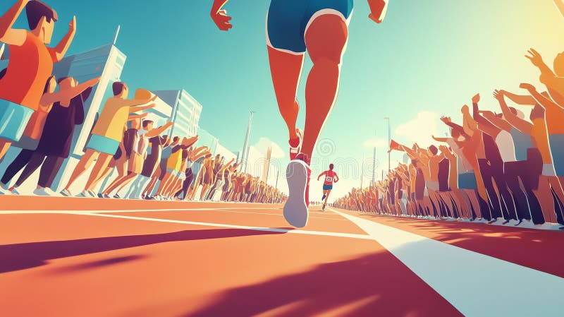 Race Day Illustration: Runner S Perspective Stock Photo - Image of ...
