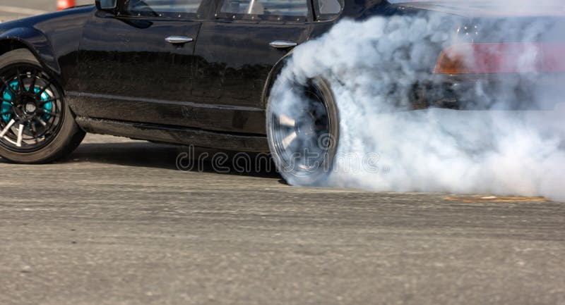 Race Drift Car Burning Tires on Speed Track Stock Photo - Image of ...