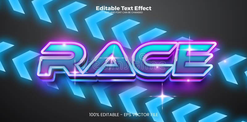 Race Editable Text Effect in Modern Trend Style Stock Vector ...