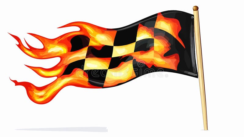 Race Flag with 2D Flat Black Fire Flame Illustration Stock Illustration ...