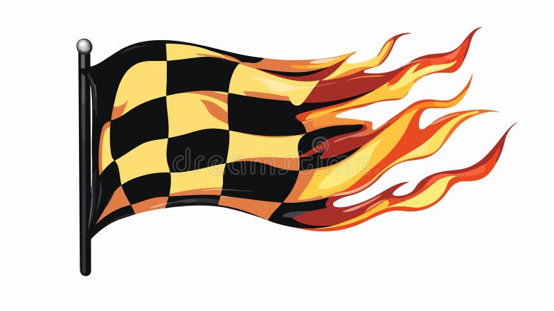 Race Flag with 2D Flat Black Fire Flame Illustration Stock Illustration ...