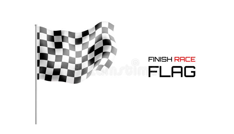 Race Flag 3d Waving on Pole at Car Finish Line. Rally Speed Vector with ...