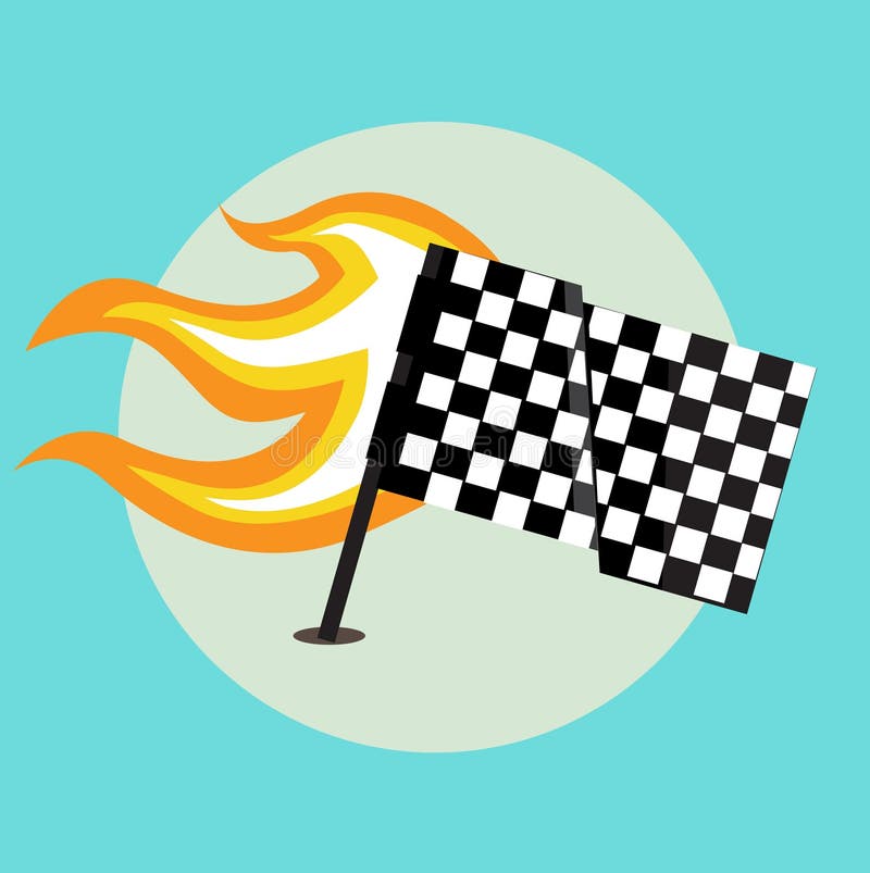 Race Flag with Flame from the Left Side Stock Vector - Illustration of ...
