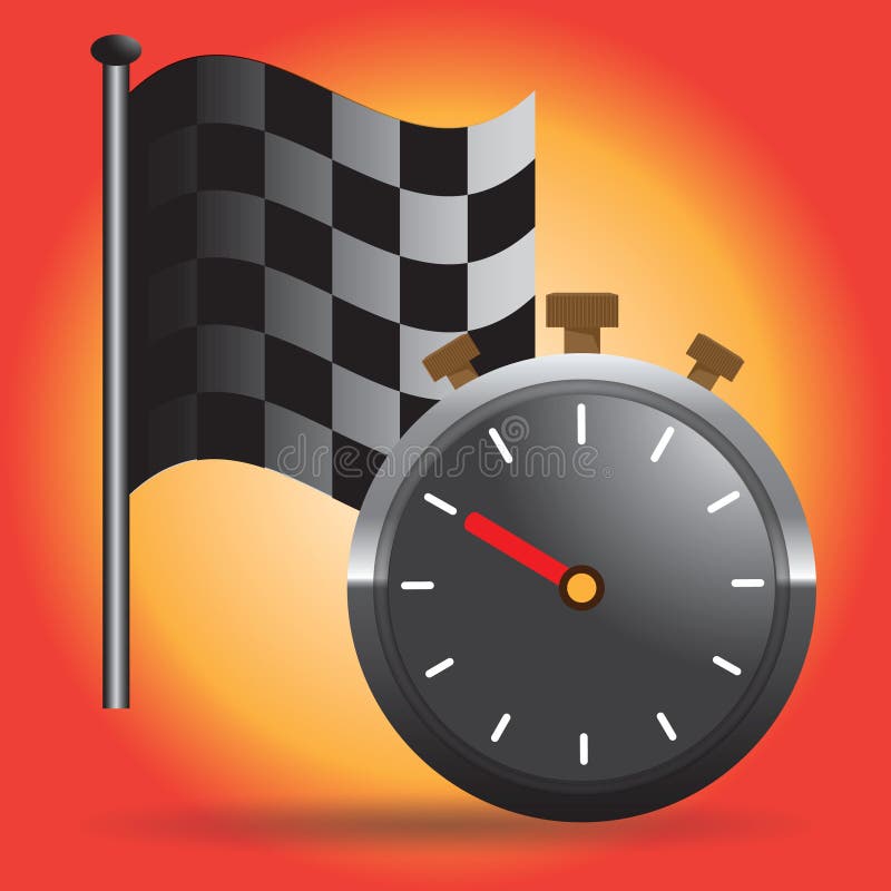 Race Flag and Stopwatch. Vector Illustration Decorative Design Stock ...