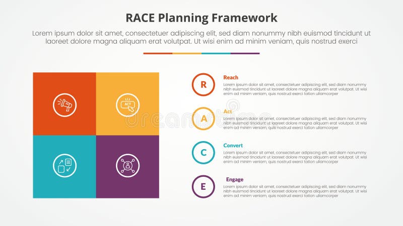 RACE Framework Infographic Concept for Slide Presentation with Square ...
