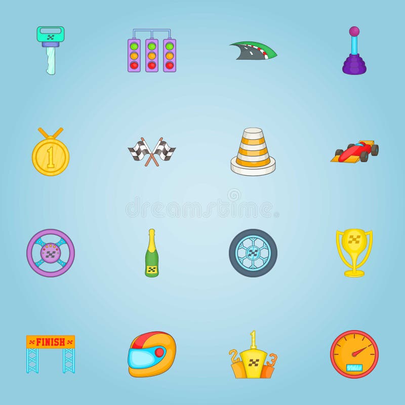 Race Icons Set, Cartoon Style Stock Vector - Illustration of race ...
