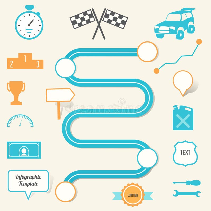 Race Map and Elements. Planning and Strategy Infographics Stock Vector ...