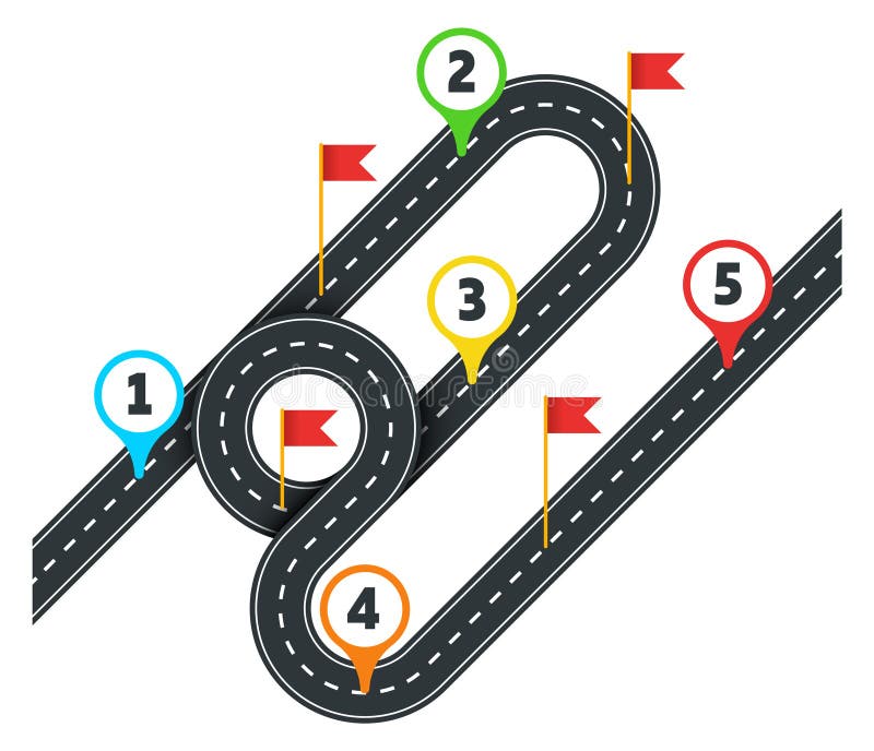 Race Map. Speedway Road Scheme Navigation Template Stock Illustration ...