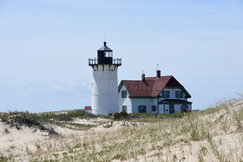 Race Point Lighthouse and Sand Dune on the Cape Stock Photo - Image of ...
