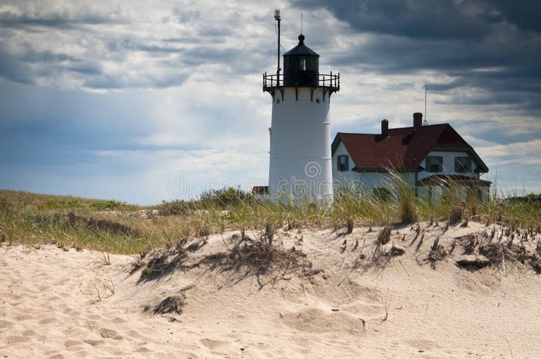 Race Point Lighthouse with Storm Clouds in Cape Cod Stock Photo - Image ...