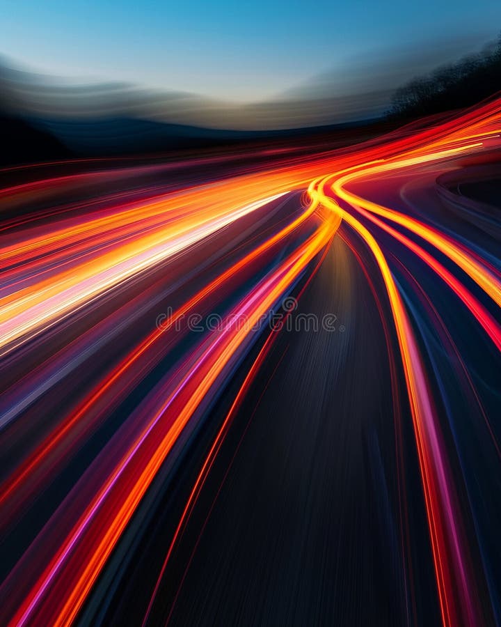 Race in Progress, Motion Blur, Fiery Trails, Dusk Setting , High ...