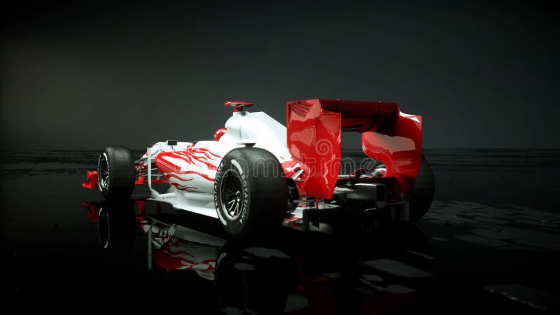 Race Sport Car in Dark Studio. 3d Rendering. Stock Illustration ...