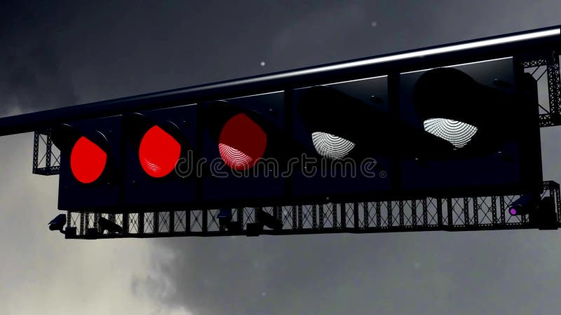 Race Start Lights on Cloudy Sky Stock Footage - Video of competition ...