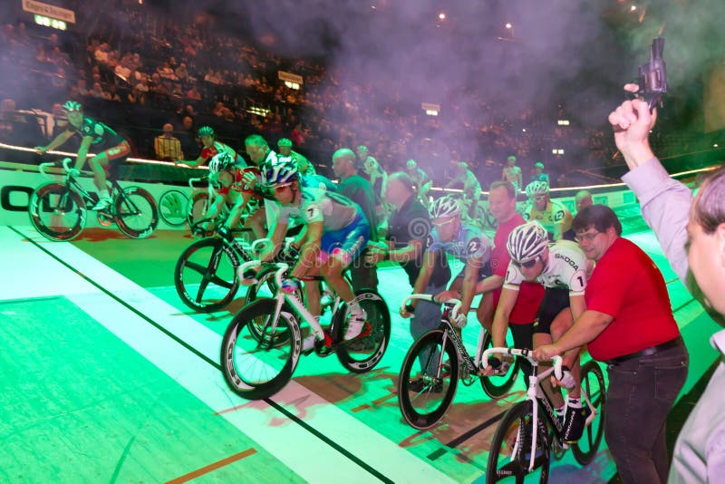 Indoor Track Bike Race at Sixday-Nights Editorial Stock Photo - Image ...