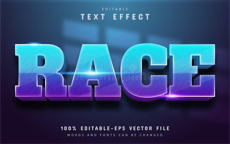 Race Text, Editable 3d Text Effect Stock Vector - Illustration of typo ...