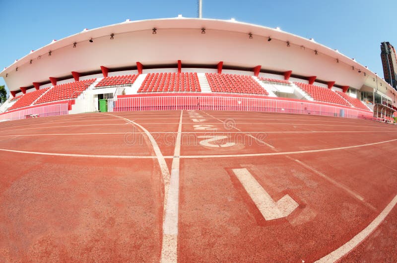 Race Track in Football Stadium Stock Photo - Image of grass, racetrack ...