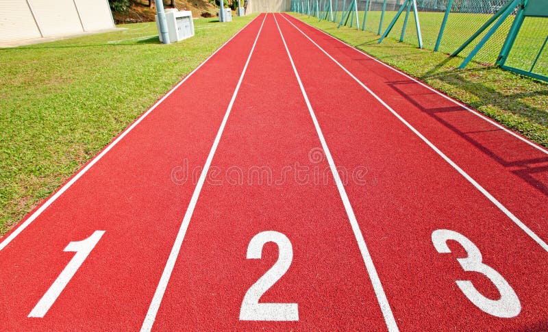 Start Track. Lanes 1 Of A Red Racing Track Stock Image - Image of path ...