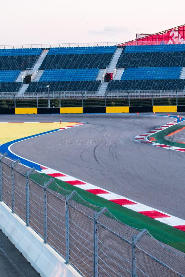Race Track with Stands for Racing Cars Stock Photo - Image of racetrack ...
