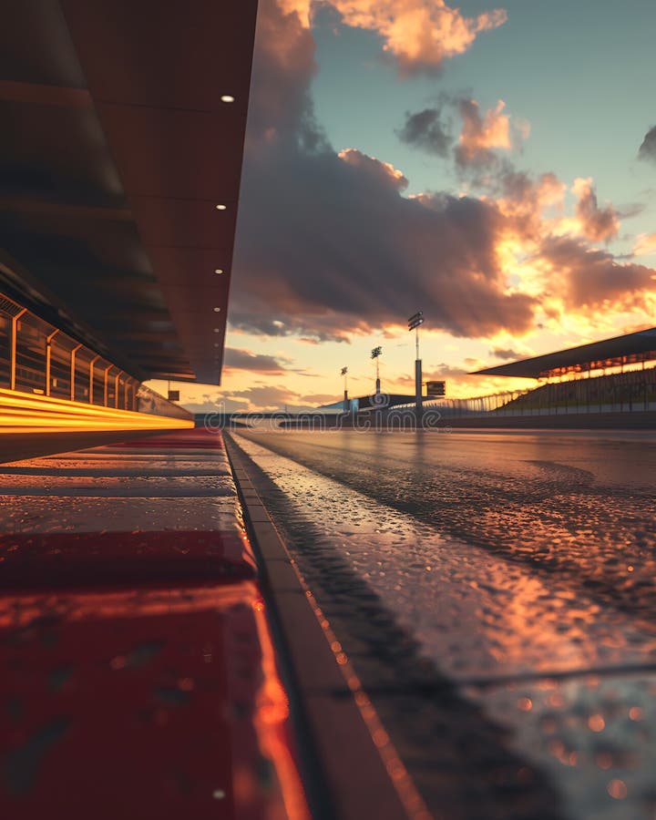 A Race Track Start Grid in the Stadium Stock Illustration ...