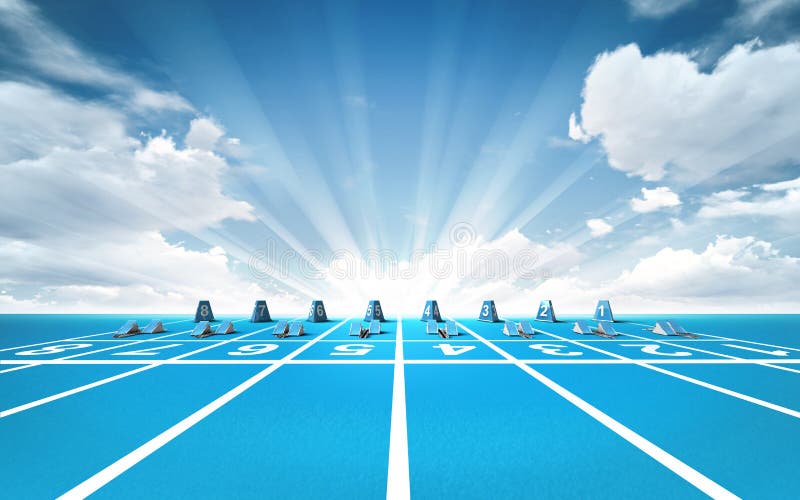 Race Track with Starting Blocks Front View Outside Stock Illustration ...