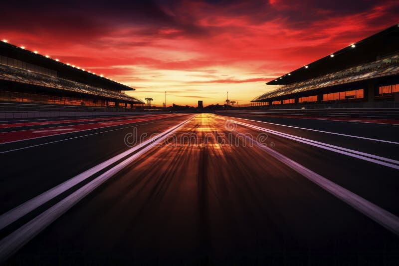 Race Track at Sunset. Generative AI Stock Illustration - Illustration ...