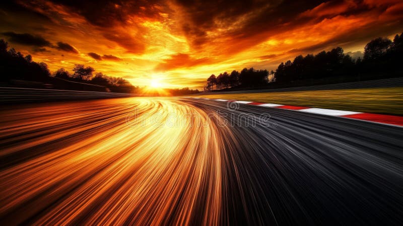 Race Track Sunset with Motion Blur Stock Illustration - Illustration of ...