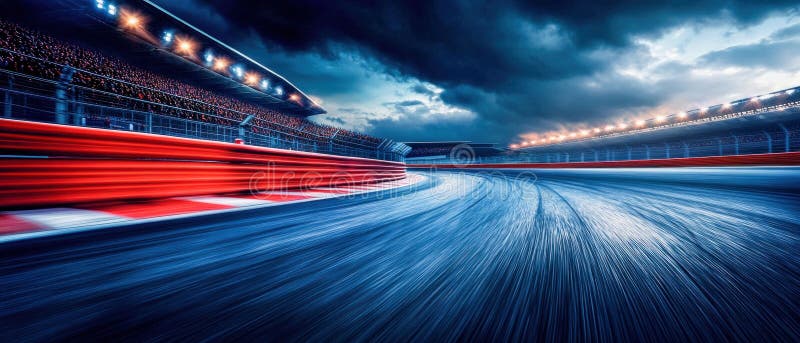 Race Track at Sunset with Motion Blur Stock Illustration - Illustration ...