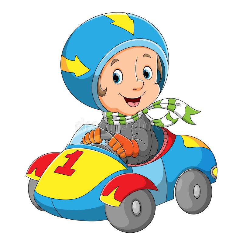 The Racer Boy is Riding a Fast Car Stock Vector - Illustration of ...