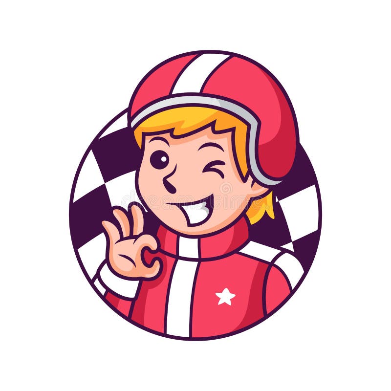 Racer Cartoon with Cute Pose. Vector Icon Illustration, Isolated on ...