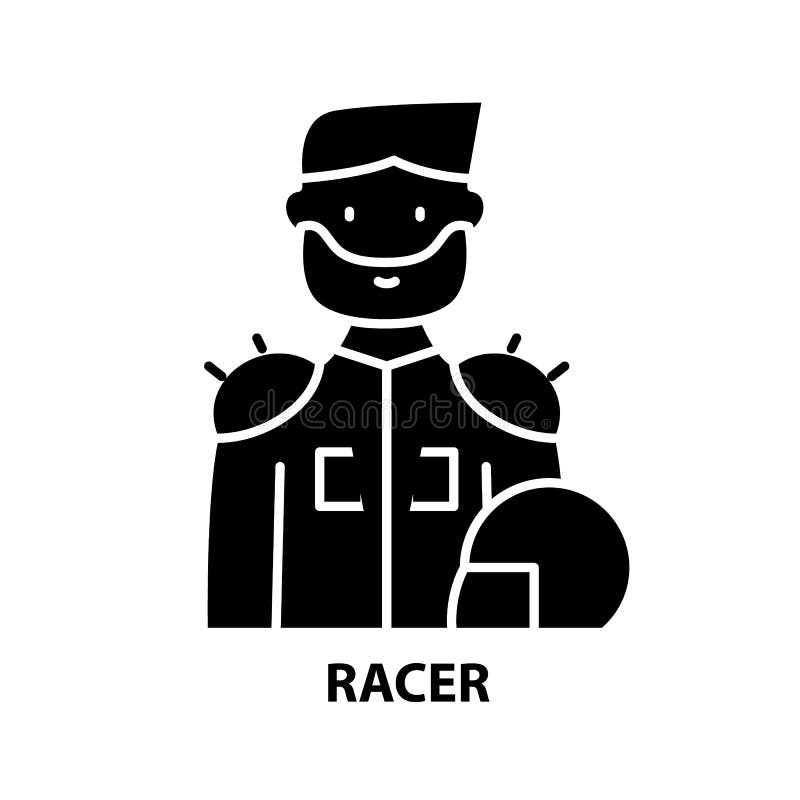 Racer Icon, Black Vector Sign with Editable Strokes, Concept ...